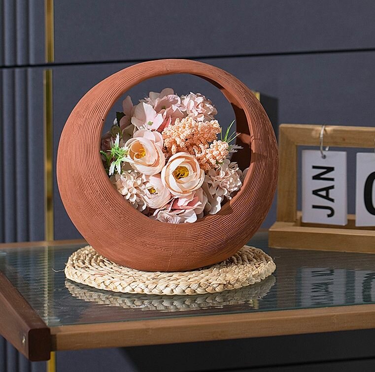 Ваза , высота 19.3*21 см, покрытая керамической глазурью, Home Decor Оранжевый