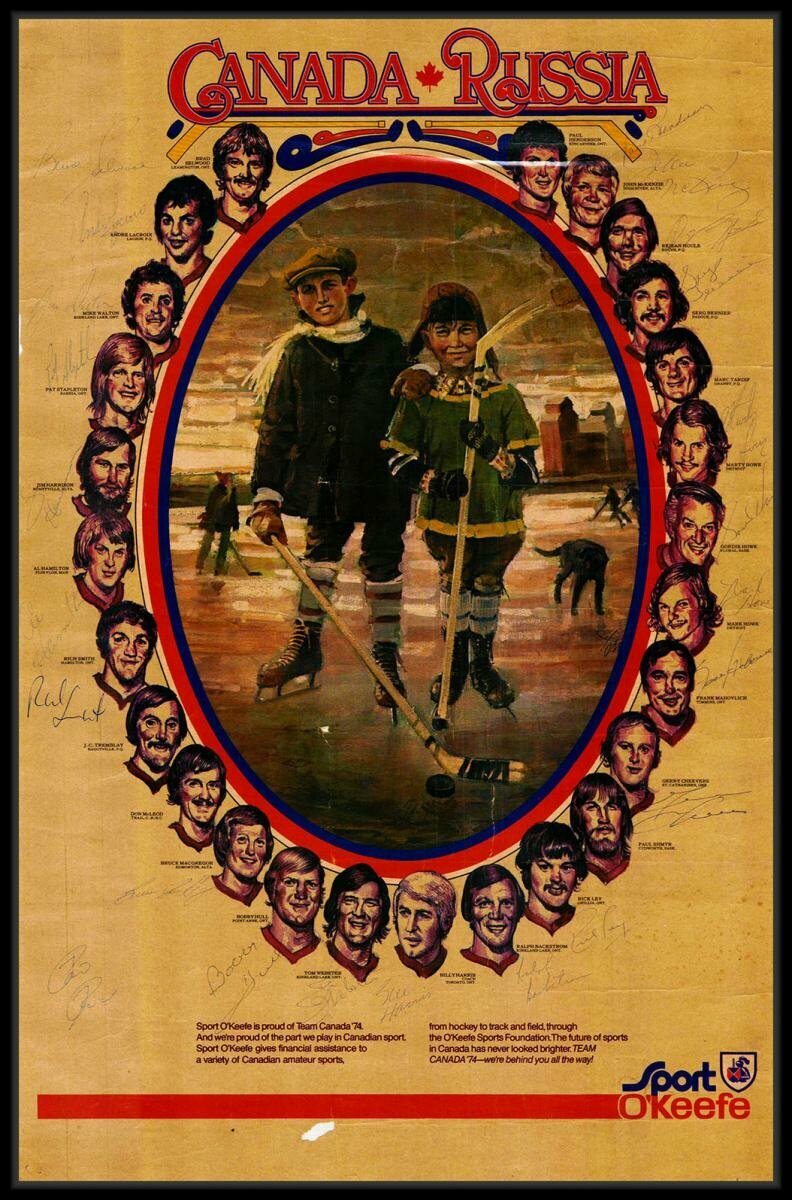 Плакат СССР хоккей; Антиквариат 1974 г; Декор настенный винтажный 37/57 см.