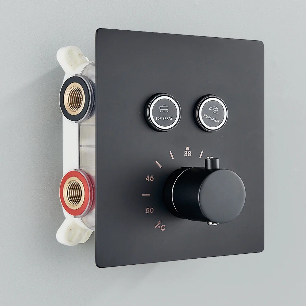 Матовый черный смеситель для душа ulgksd, Black 2 button