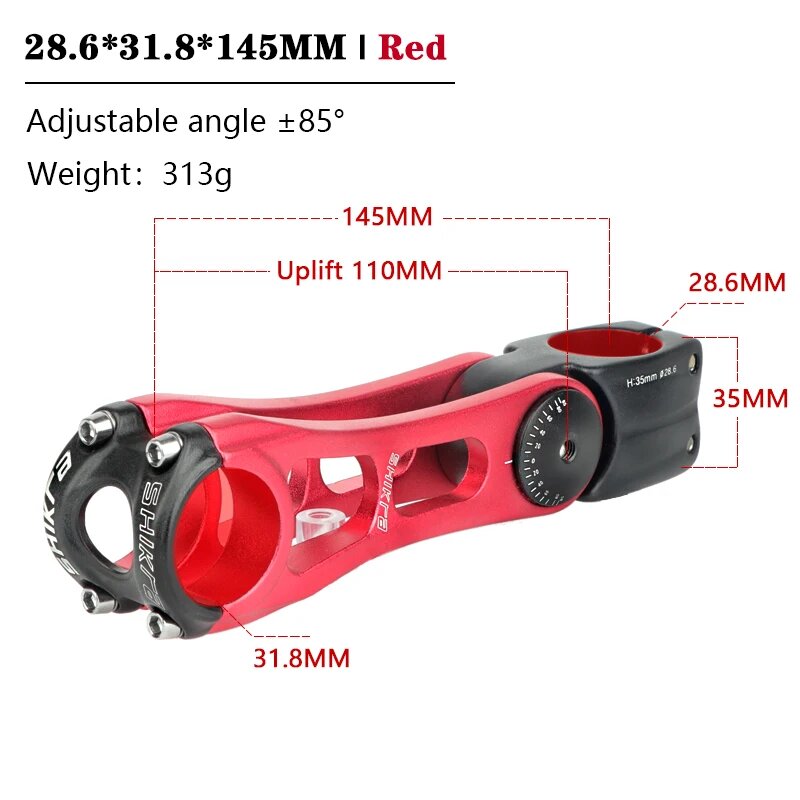 SHIKRA SK01 Велосипедный вынос руля 90/110/145 мм черный/красный Красный, SK01 28.6X145 Red