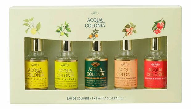 4711 ACQUA COLONIA SET EDC MINI (LIMON + LIME + BLOOD ORANGE + WHITE PEACH + LYCHEE) Набор одеколона унисекс 5 шт 8 мл