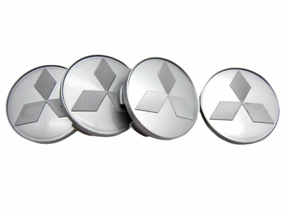 Колпачок, заглушка для литого диска СКАД Митсубиси, 56/51/12 мм, серебристый, комплект 4 шт.