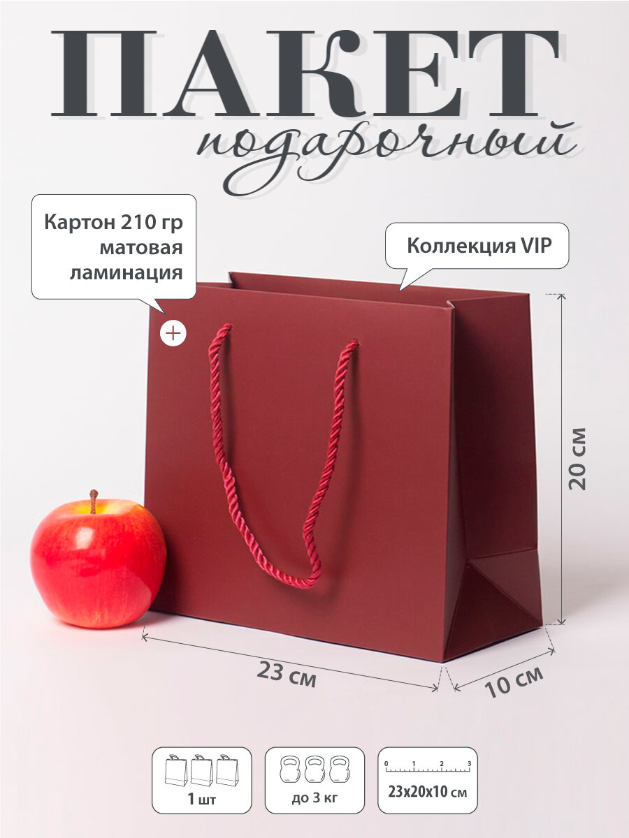 Пакет подарочный "VIP"- 23х20х10