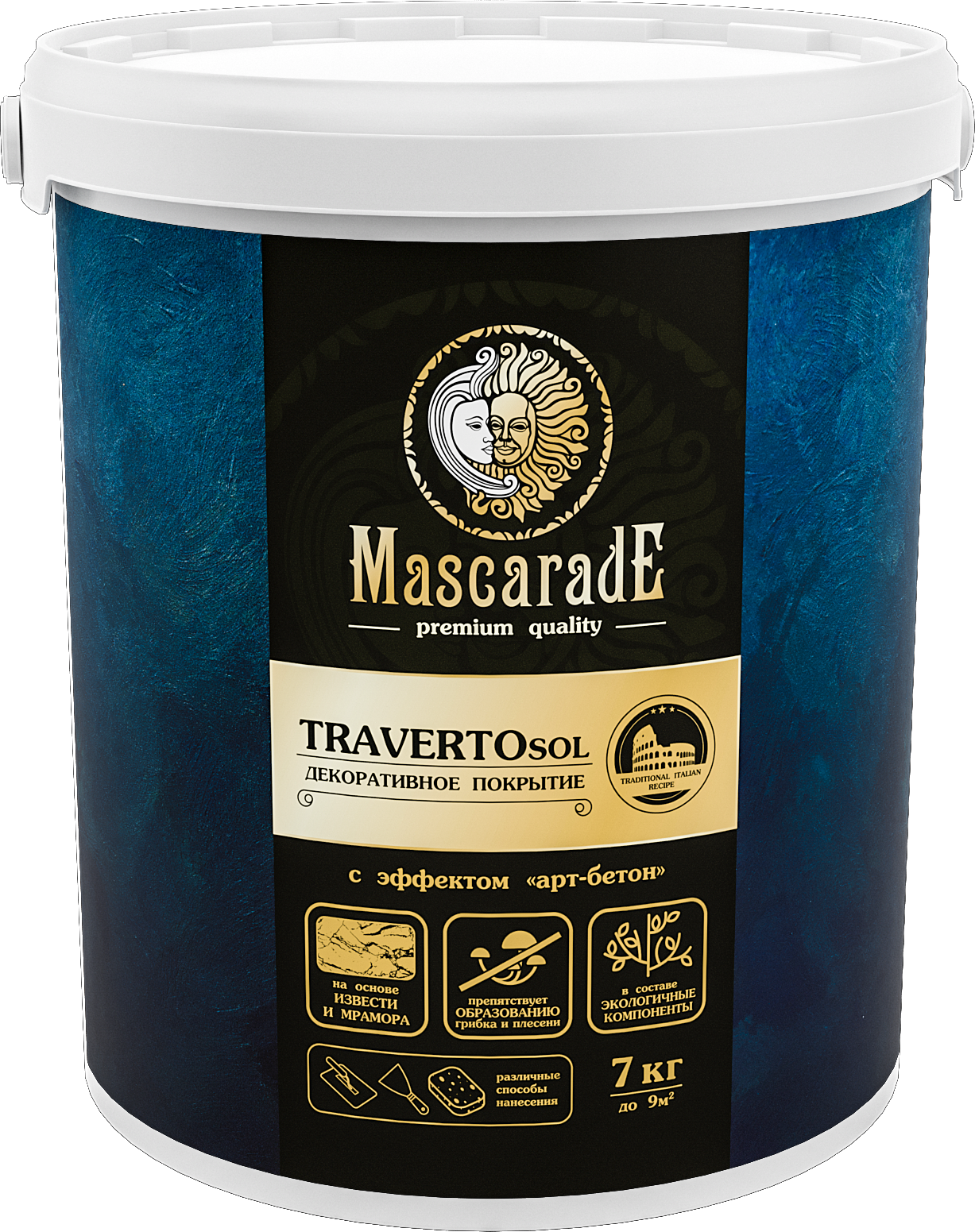 Декоративное покрытие Mascarade "TRAVERTO SOL", с эффектом "АРТ-бетон,", для внутренней отделки, 7кг