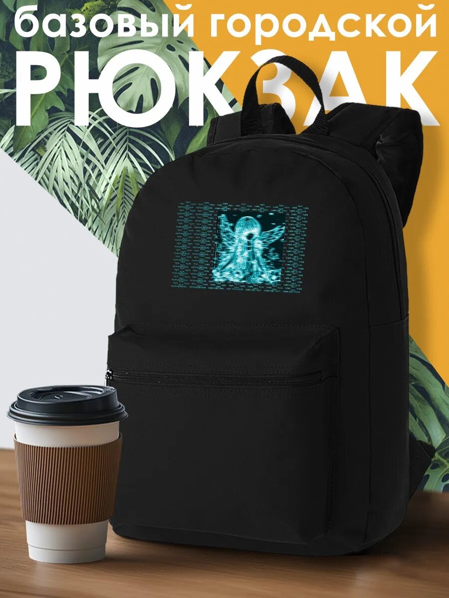 Рюкзак ДТФ черный аниме девушка (тян, манга, эстетика, deathcore) - 32507508