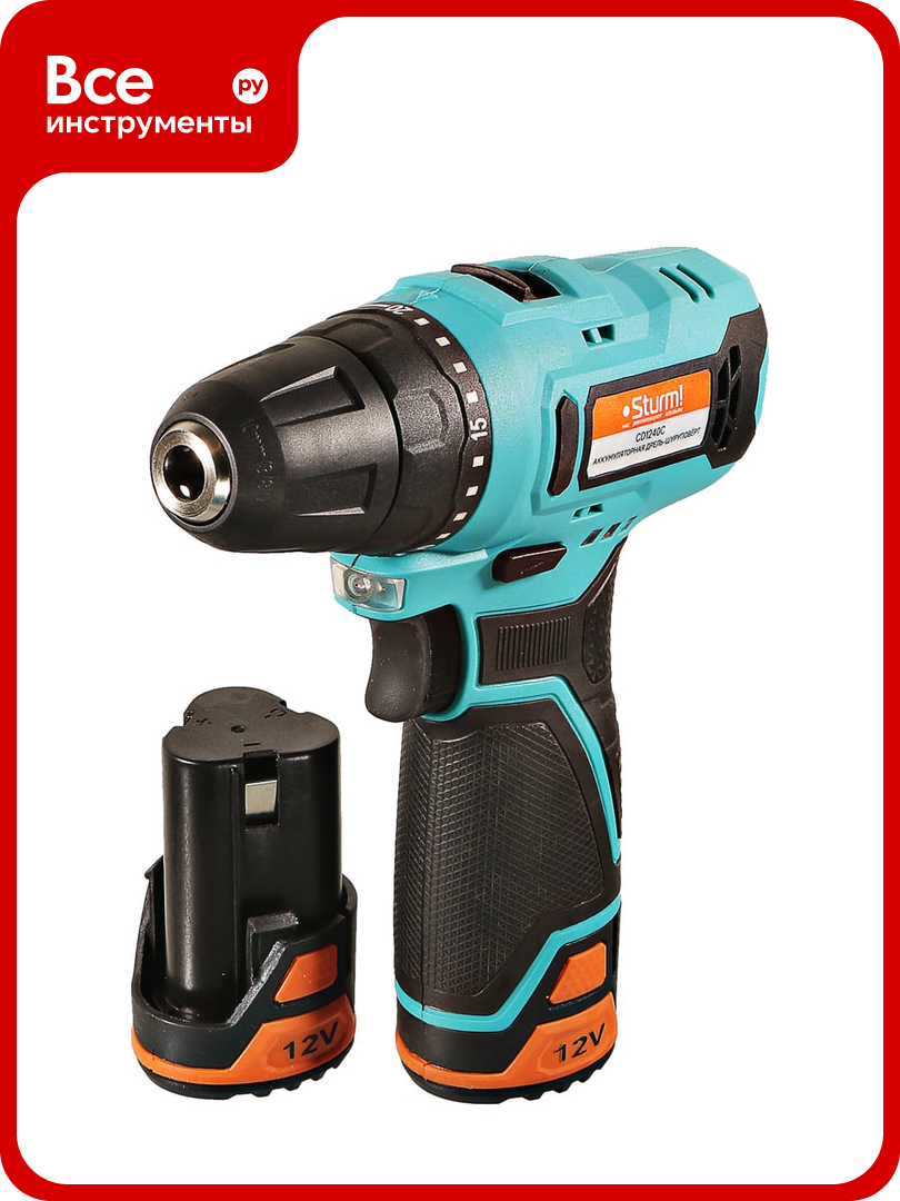 Аккумуляторный шуруповерт Sturm BatterySystem12V CD1240C