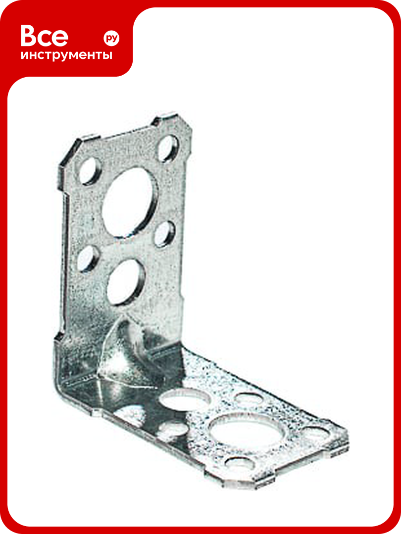 Крепежный уголок крепко-накрепко усиленный оцинкованный 45x45x30x1,7 мм 25 шт. ЕСО 37958, В упаковке 25 шт