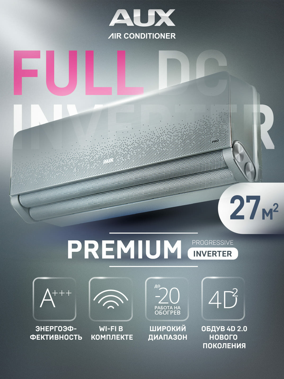 Сплит-система настенная AUX ASW-H09A4/AF-R2DI/AS-H09A4/AF-R2DI Premium Progressive inverter