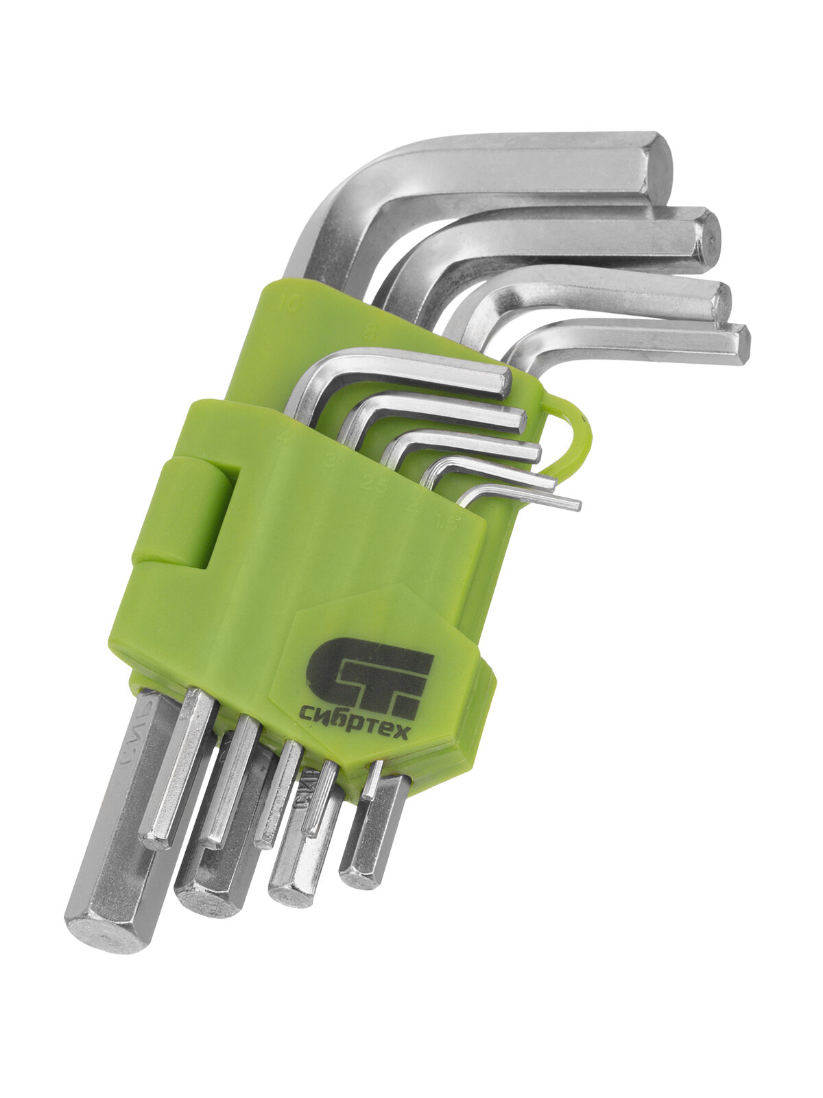 Набор ключей имбусовых Сибртех HEX 1, 5–10 мм, 45x, закаленные, 9 шт, короткие, никель 12317