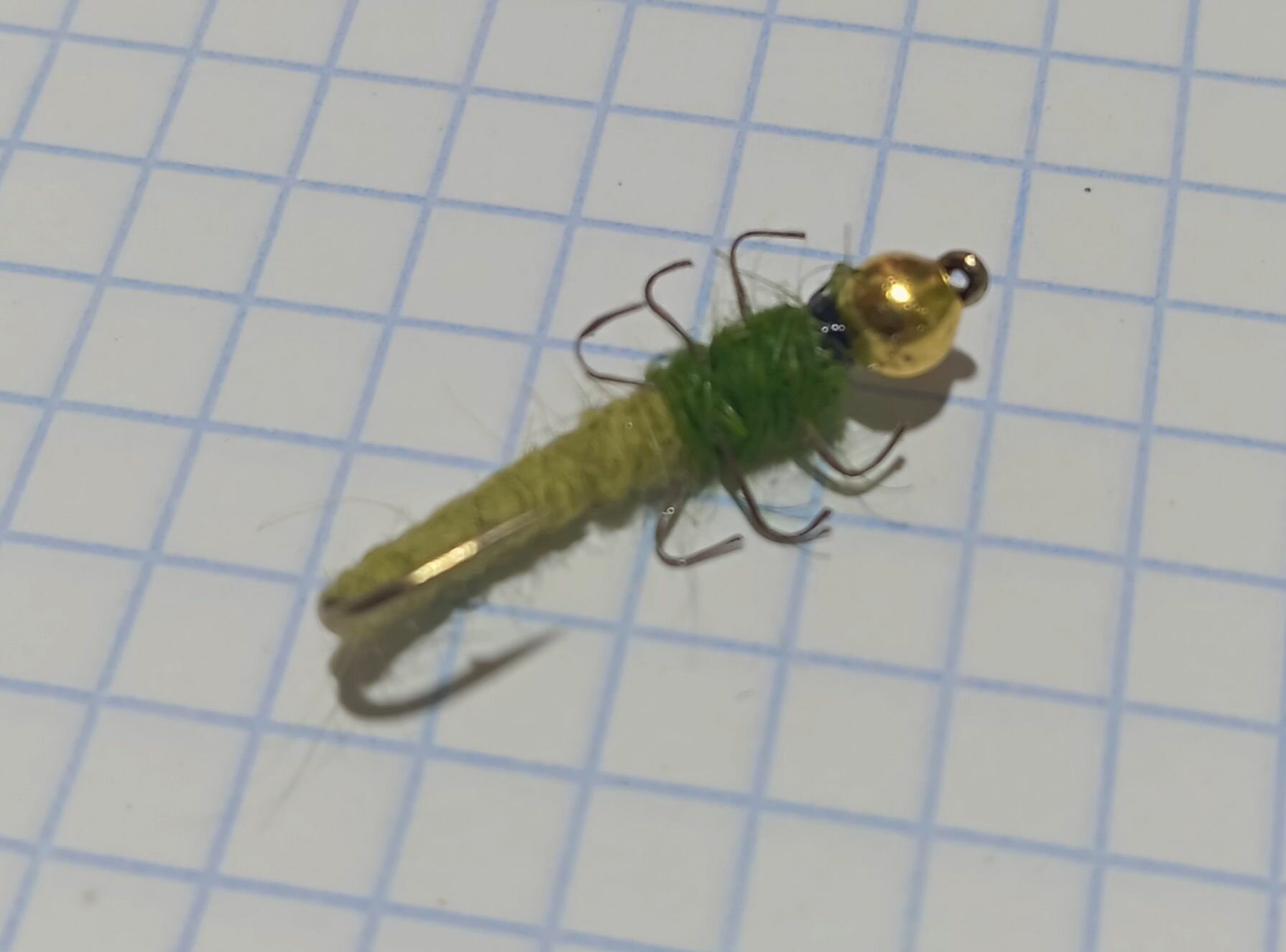 Мушка "Ручейник", для ловли хариуса, речной форели, латунная головка