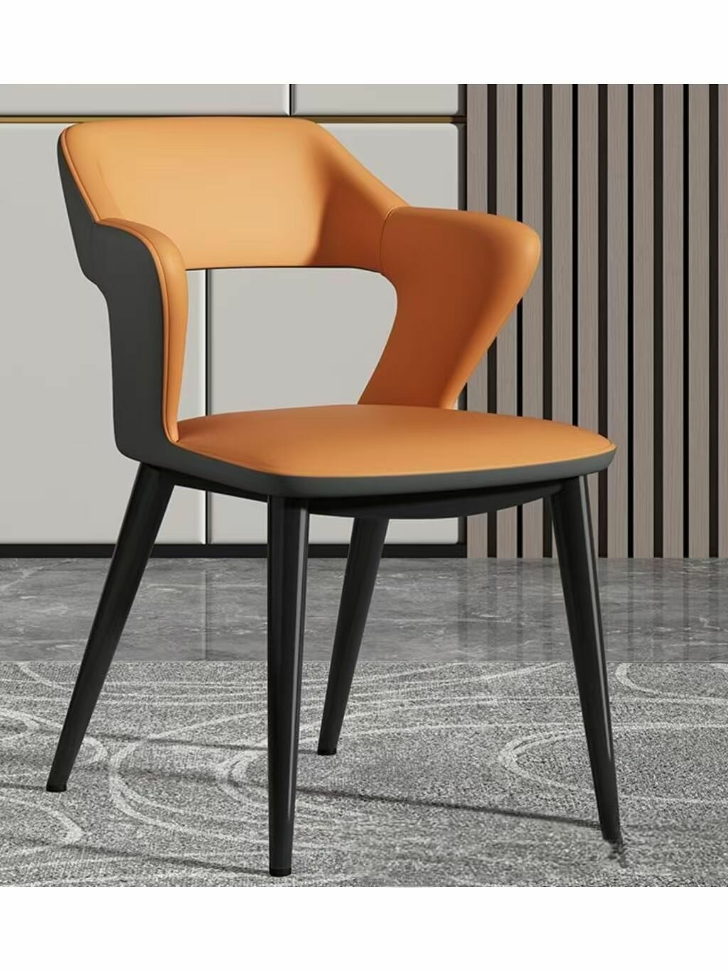 Легкий роскошный обеденный стул в итальянском стиле; Домашний современный минималистский стул из искусственной кожи