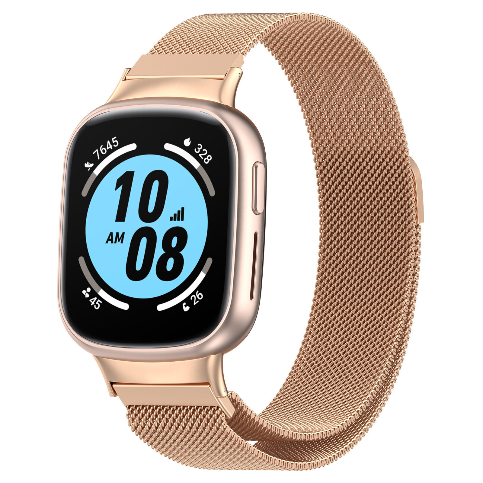 Сменный стальной ремешок MyPads для умных смарт-часов Honor Watch 4 из нержавеющей стали с магнитным замком, розовое золото MyPads