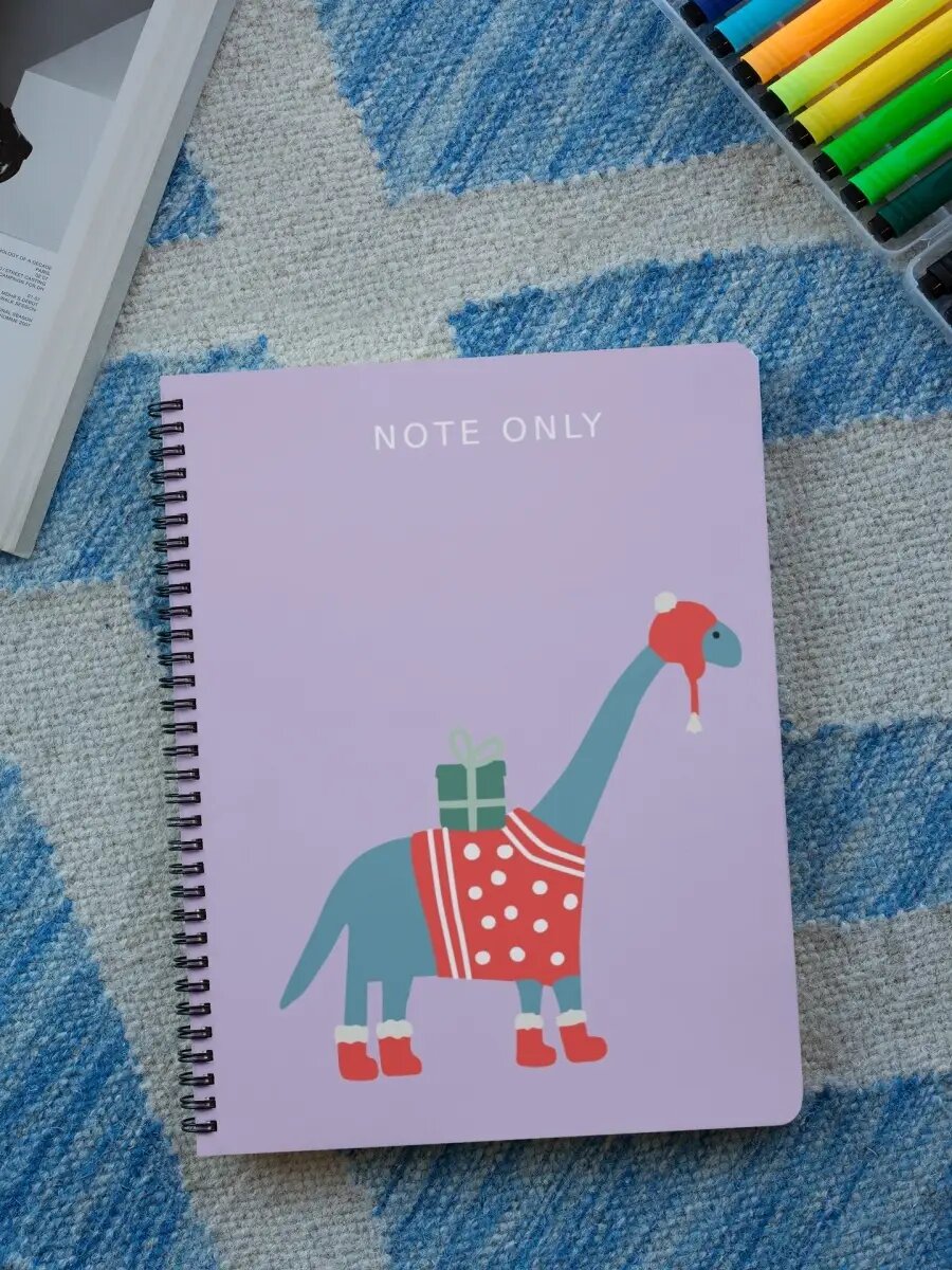 Блокнот в клетку с динозавром Тетрадь 48 50 листов, обложка с матовой ламинацией