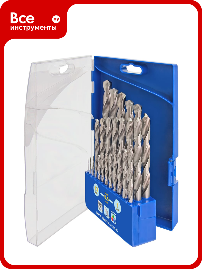 Набор сверл по металлу Профи (25 шт; 1-13 мм) ПРАКТИКА 640-315