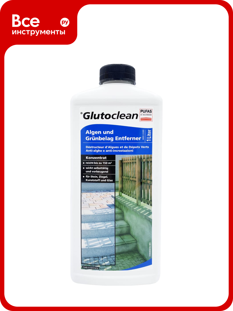 Удалитель мха и зелёного налета Pufas 1л 038303074 – средство для внутренних и наружных поверхностей без смывания