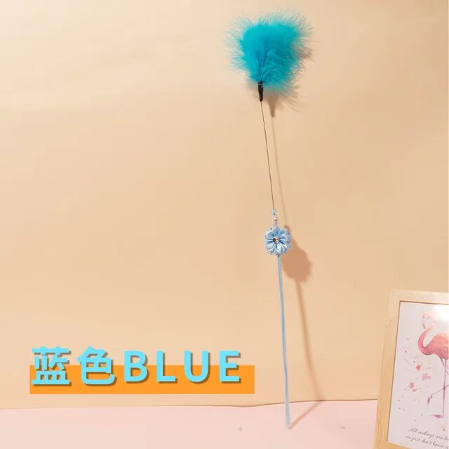 Симуляция пера Интерактивная игрушка для кошек Атласная лента Колокольчик Кошачья палочка Игрушки для котят Играющая палочка-дразнилка Аксессуары 고양이 장난감