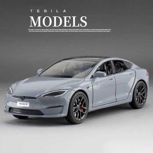 1:24 Roadster Model Y Model 3 Model S Модель игрушечной машины из сплава Звук и свет Детские игрушки Коллекционные подарки на день рождения