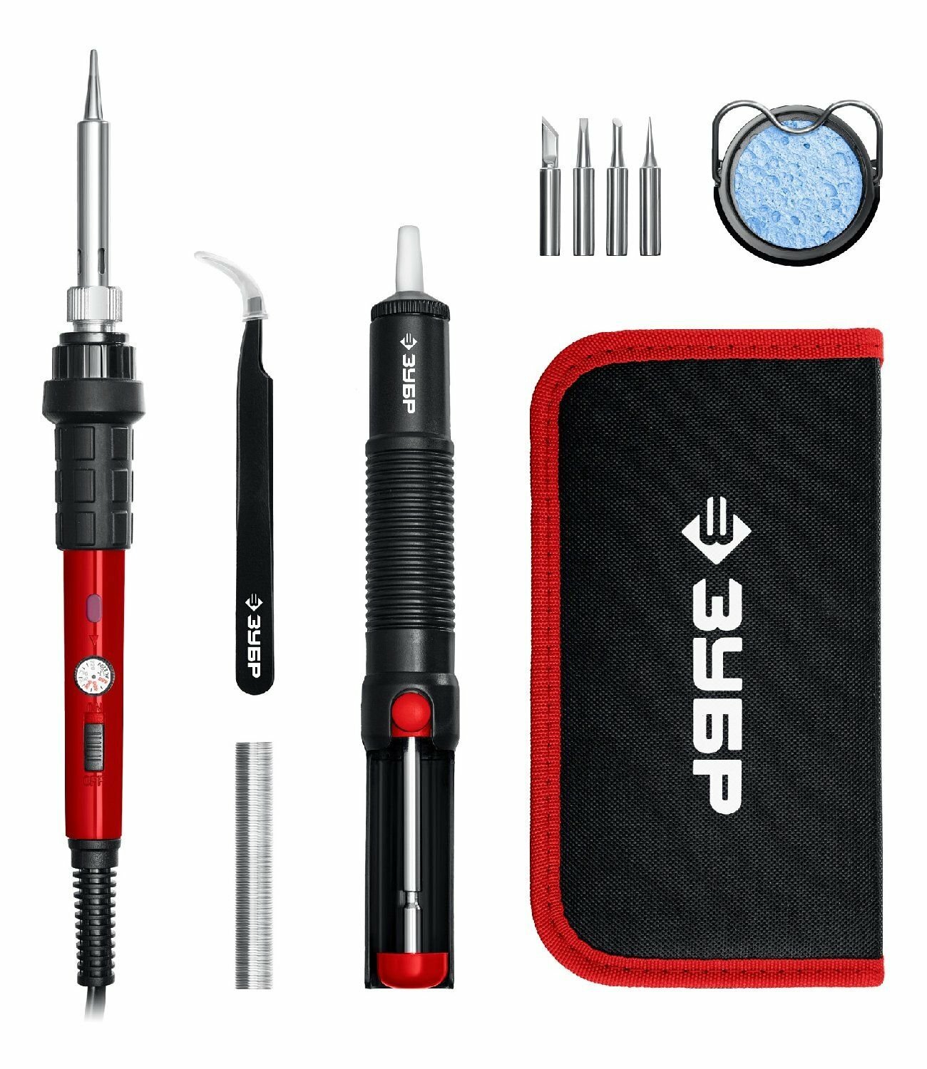 Мини-паяльная станция ЗУБР 11 в 1 60 Вт 220–480°C в сумке-чехле