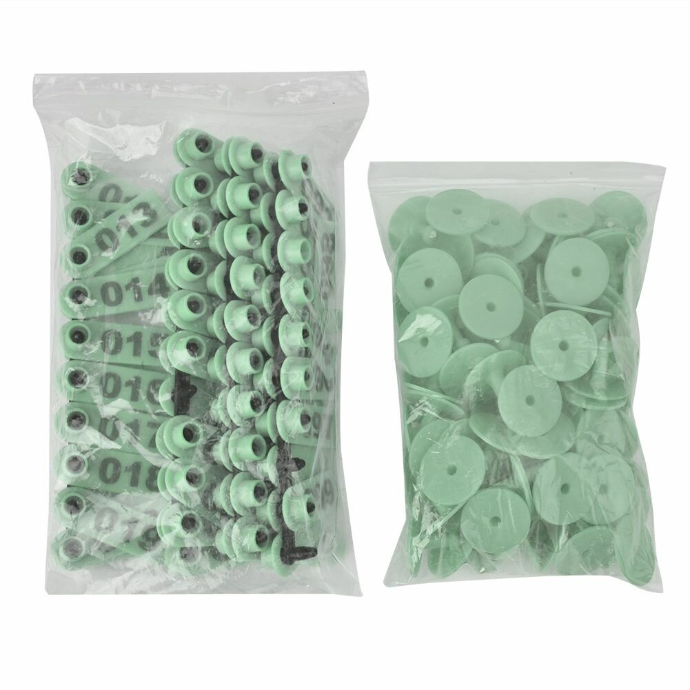 Пластиковые ушные бирки для животных с цифрами от 1 до 100 для коз, овец, свиней, зеленые, прочные, идентификационные бирки для животных