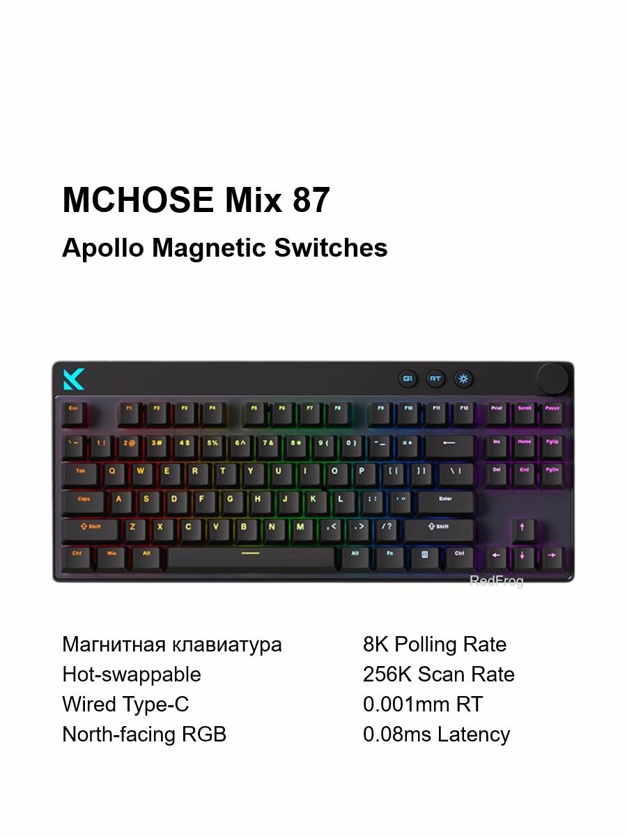 Клавиатура MCHOSE Mix 87, Apollo Magnetic Switches, black