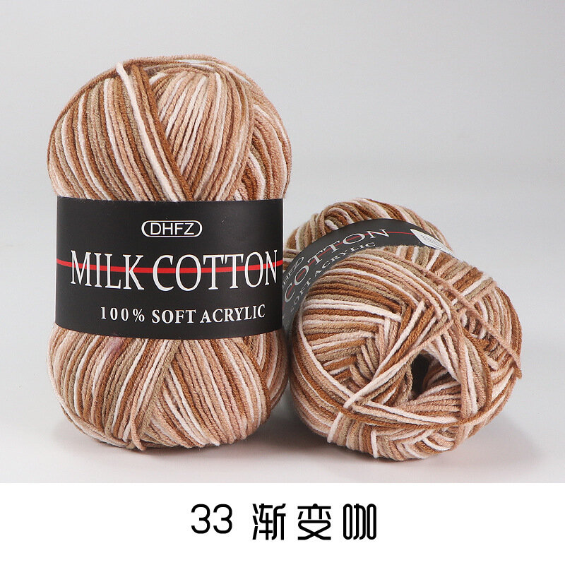 Цвет 3-Strand Milk Coltn Color Gradiing Gradient Baby Baby Kids Doll Yarn Lawceven Diy Material Bag Сумка,38,100,5, для ручного вязания, вязание руками,9 мм,8 мм, зима, меланжевая,9, SKU00311