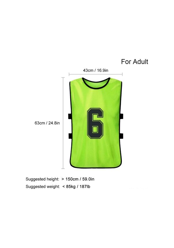 Футбольные кегли, 12 шт, номера 1–6, двусторонняя печать, мужские и женские спортивные куртки, ярко-зелёный + белый, другие цвета на выбор