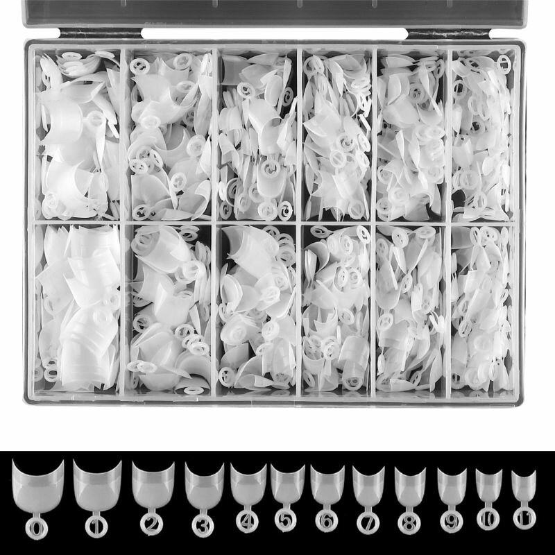 1 коробка полуклеящихся френч-лаков для ногтей круглой формы натурального цвета