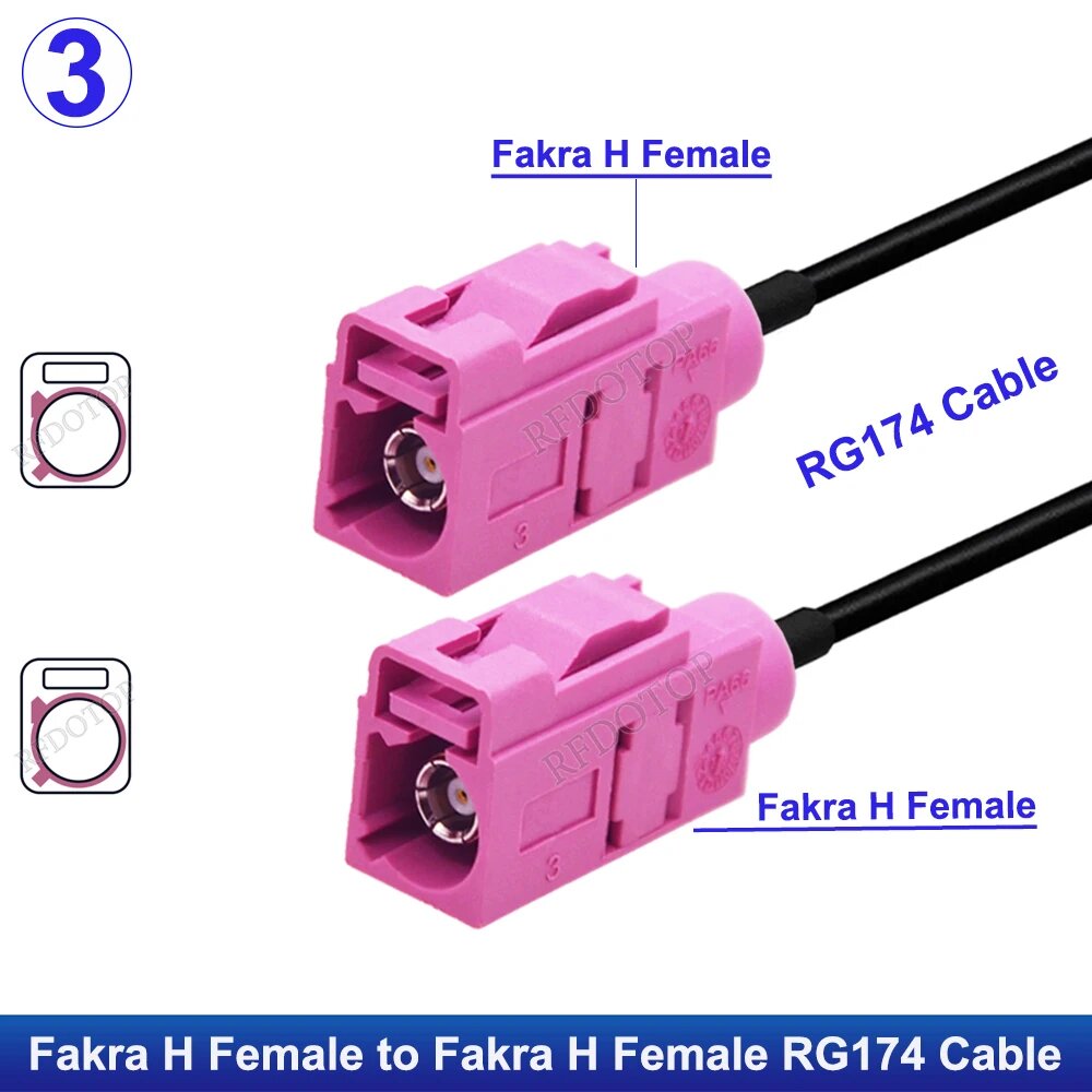 RFDOTOP Fakra H RG174 кабель фиолетовый 2M, Fakra H F to H F