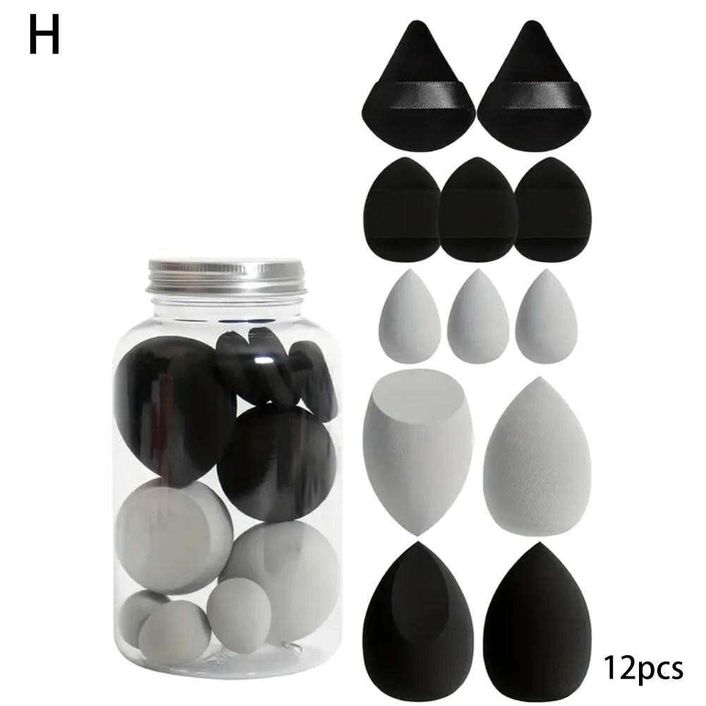 Набор спонжей для макияжа 14 шт. с баночкой для хранения, Бархатная пуховка для пальцев, Пуфы для тональной основы