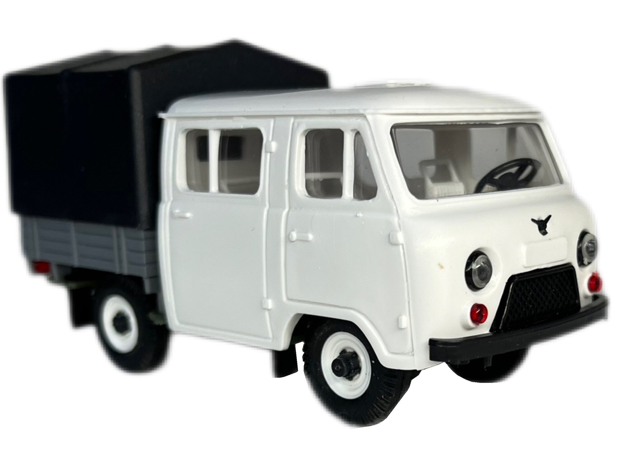 Машинка "УАЗ-39094 Фермер", пластик, белый/серый с тентом 1:43