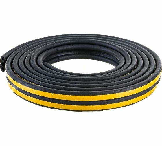 Самоклеящийся уплотнитель для дверей и окон ТДВ Р профиль, 9х5,5 мм, 6м черный