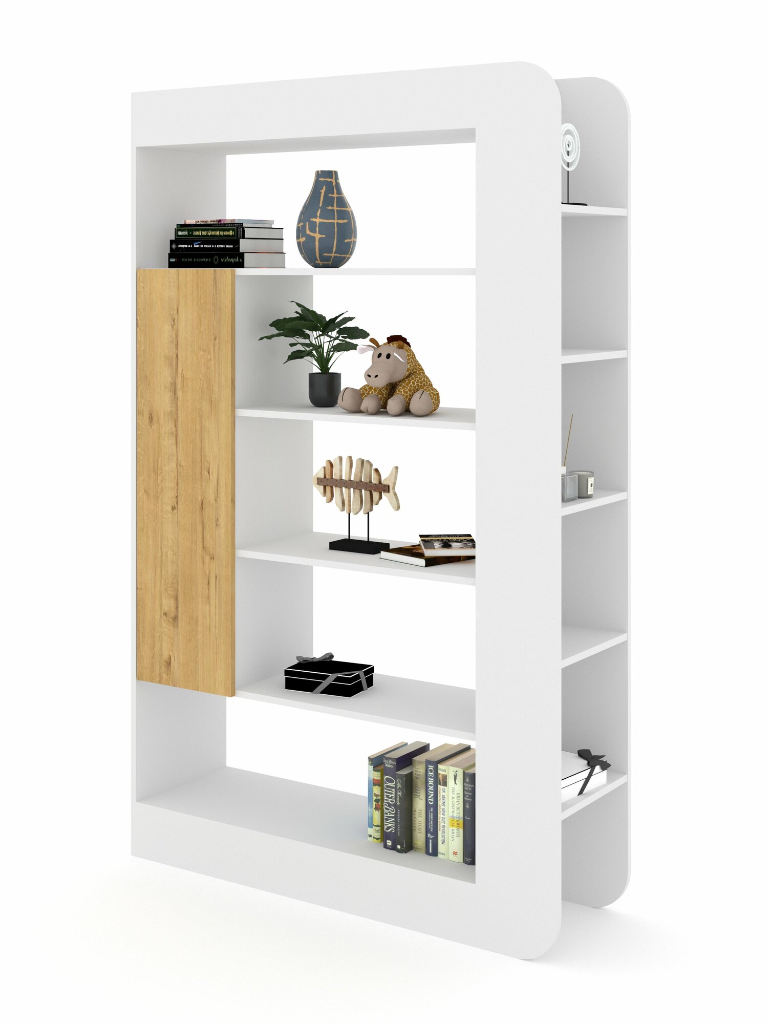 Есэндвич Альт Лаворо Стеллаж, перегородка для зонирования 120х190х35 см (Белый/Дуб бунратти)