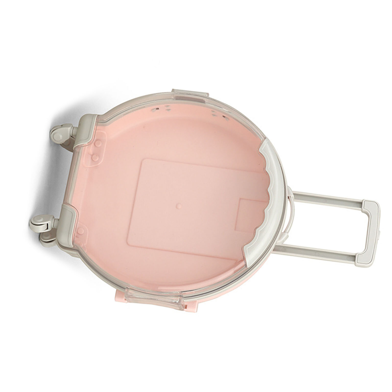 Детский органайзер для игрушек, многофункциональный мини-чемоданчик, круглый, в форме чемодана, ящик для хранения косметики с колесами для путешествий домой, светло-розовый