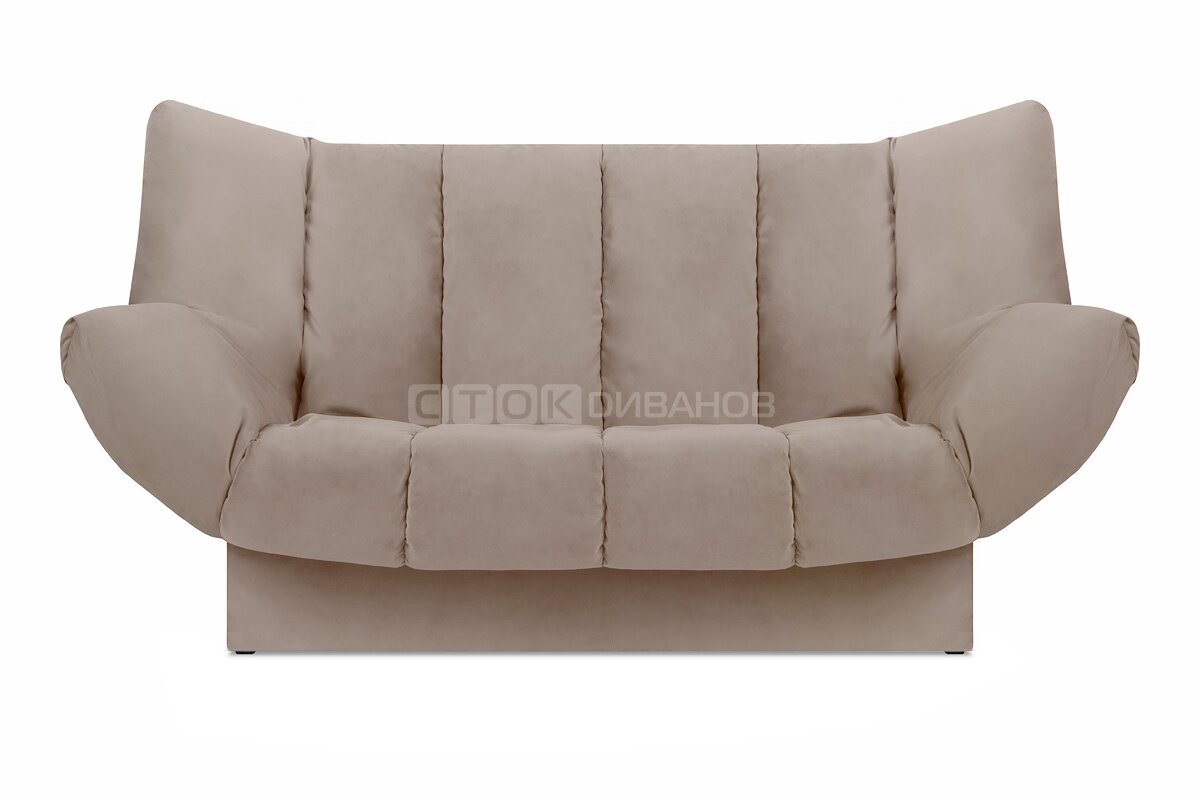 Диван Сток Диванов Вельвет Beige бежевый, механизм клик-кляк, съёмный чехол