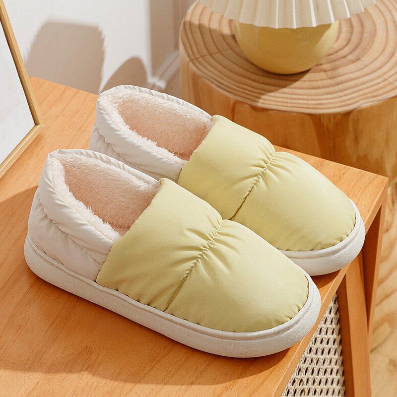 MOOCIE Меховые тапочки в корейском стиле, женская домашняя обувь, осенне-зимние, нескользящие, домашние, на толстой подошве, домашние хлопковые тапочки-бахилы