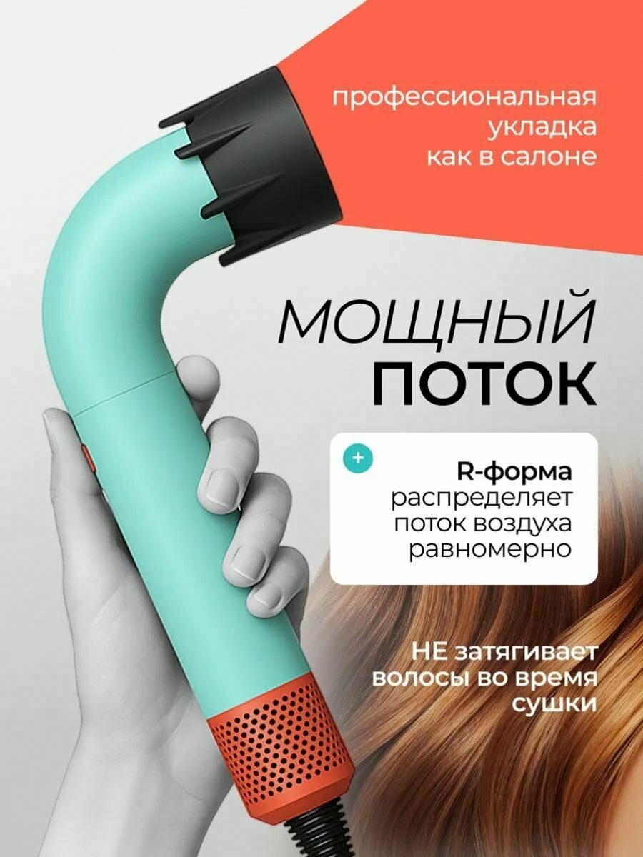 Мощный бесшумный фен с изогнутой насадкой, для салонов и дома