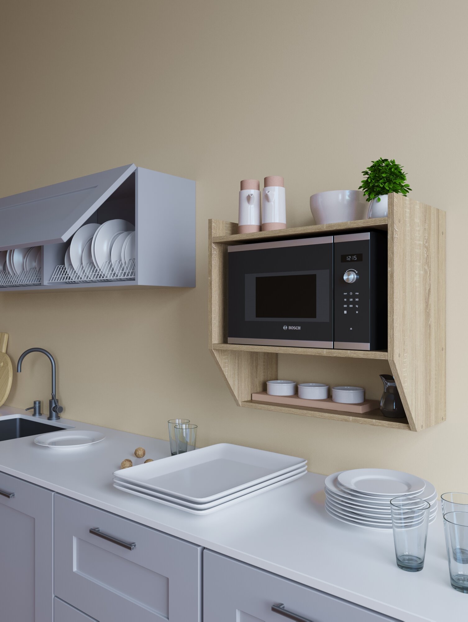 Полка кухонная, ЛДСП, дуб сонома, для специй, универсальная, 56х32 см