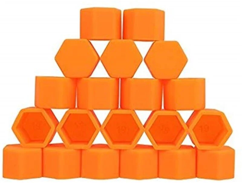 20 шт, автомобильные гайки 15 мм 17 мм 19 мм 21 мм из силикагеля, колесные гайки, 15mm, Оранжевый