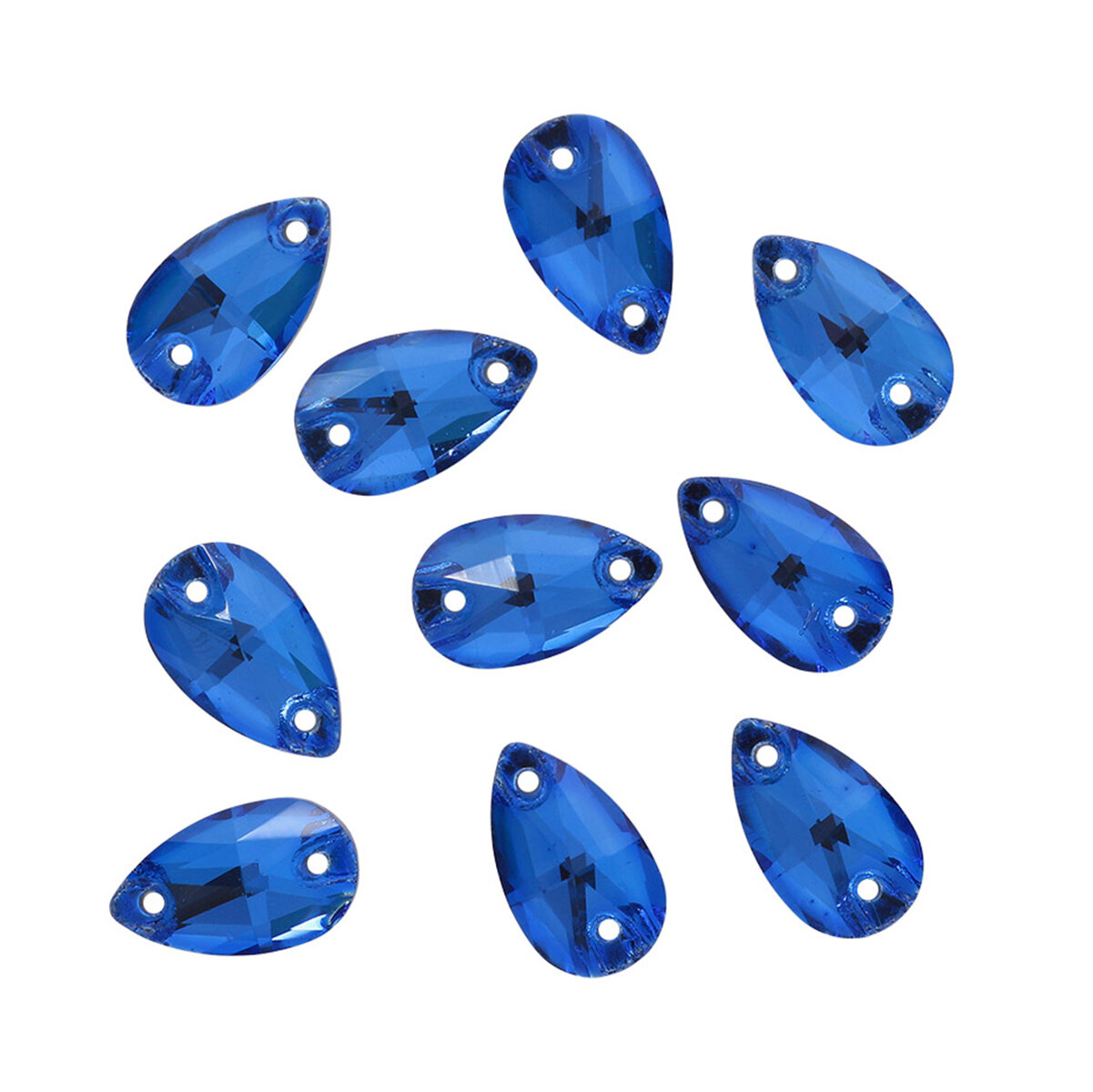 Стразы пришивные 'капля', 7*12 мм, 10 шт, хрустальные, синие, Astra&Craft