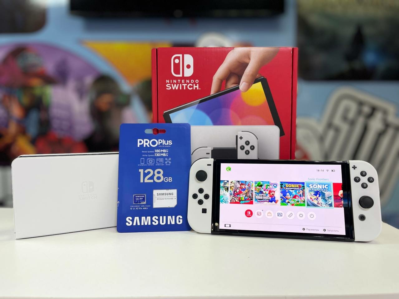 Игровая Консоль Nintendo Switch Oled Белая+50игр+карта памяти 128gb