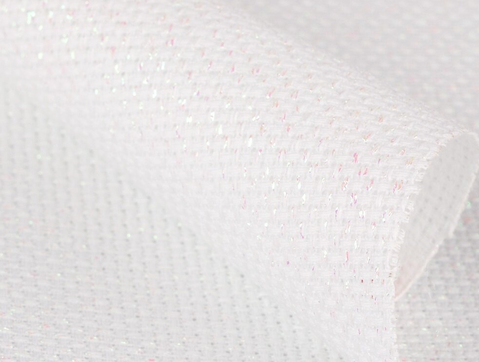 Канва K04L "Gamma" Aida №14 92% хлопок, 8% терилен 50 х 50 см ± 2 см белый с перламутровым люрексом, заводская фасовка,1 шт