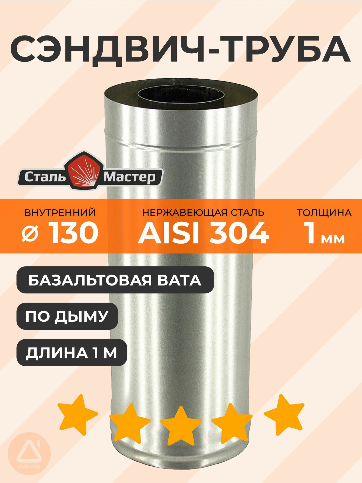 Сэндвич 130 / 220 1,0 м нерж 1 мм (AISI 304) / оц