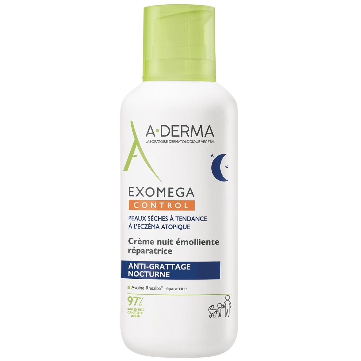 Восстанавливающий крем A-Derma Exomega Control, 0+, ночной, 400мл