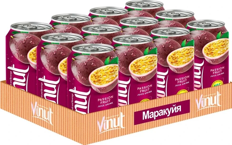 Vinut Маракуйа 0,33л./12шт. Vinut Напиток сокосодержащий с кокосовым желе Вьетнам