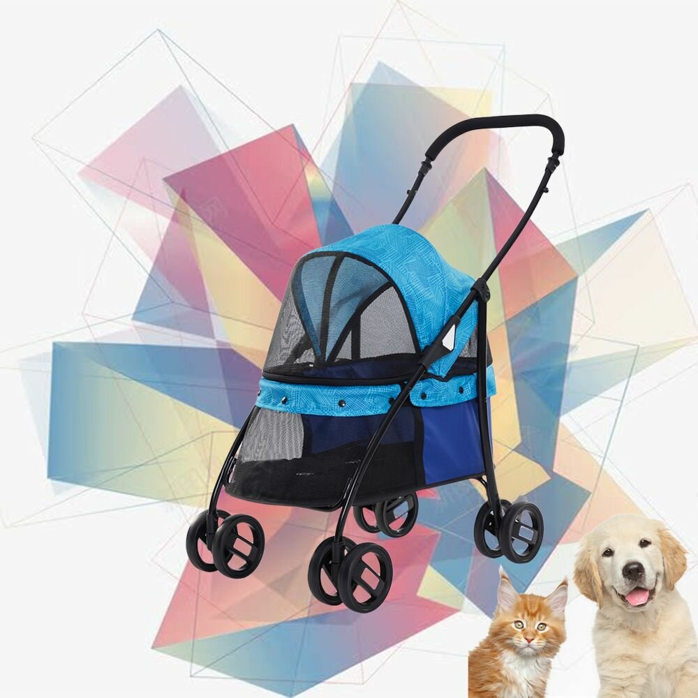Коляска для перевозки животных, Легкая Складная коляска для собак и кошек, нагрузка до 15 кг, 67x47x98cm
