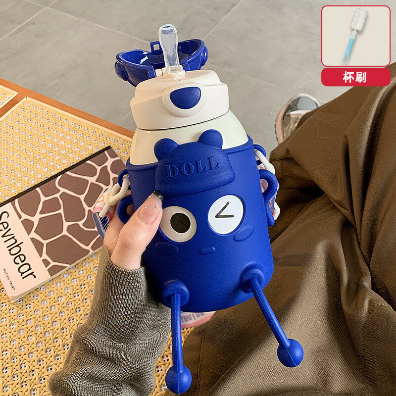 Фляга cartoon двойная стенка 550мл изолированная без бпа для активного отдыха голубой