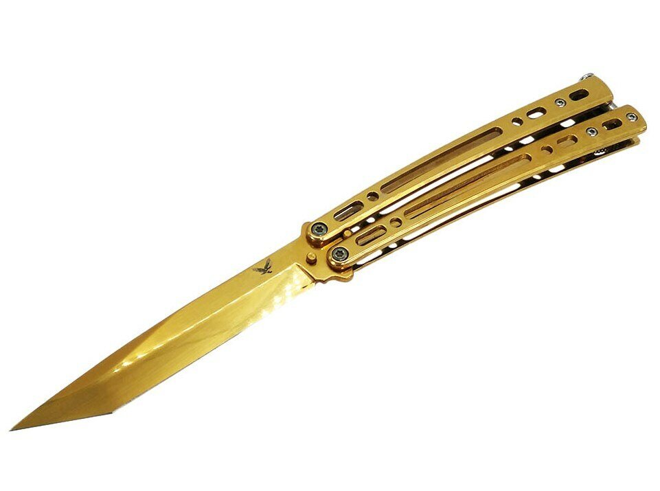 Нож бабочка балисонг танто цвет золото