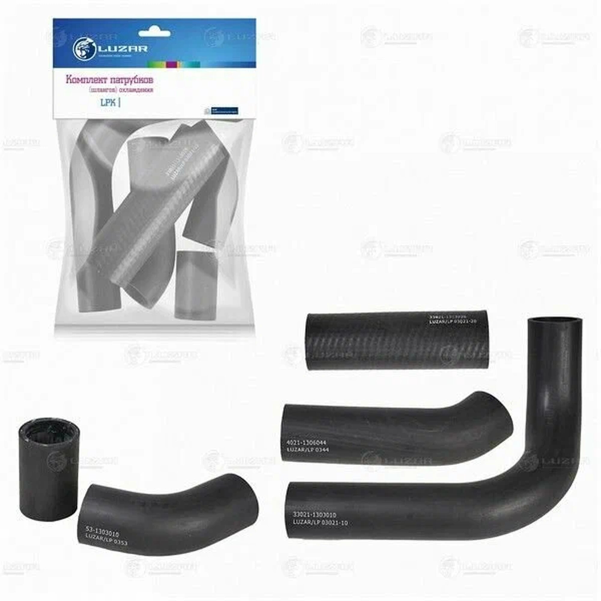 Комплект патрубков охлаждения для а/м ГАЗ 3302 ГАЗель (402) (EPDM, 5шт.), LUZAR LPK0302