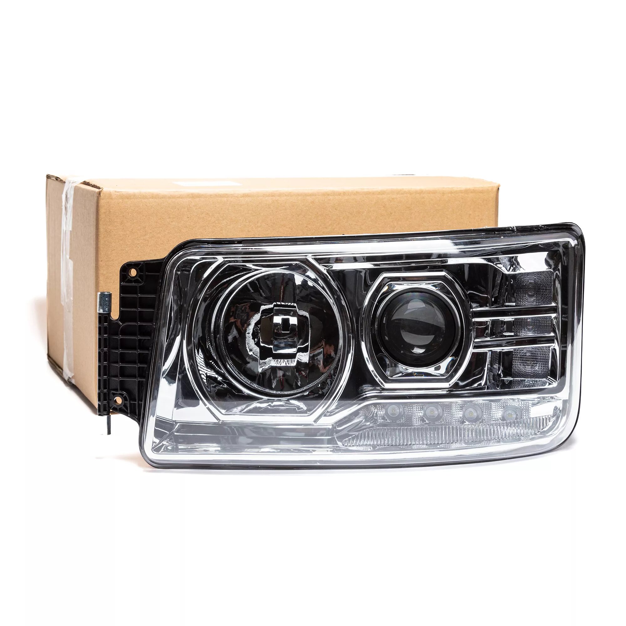 Фара для а/м КамАЗ 5490/Mercedes Axor (01-) с ДХО левая (АвтоЭлектрика)