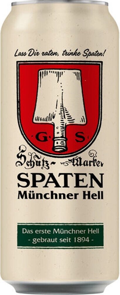 Пиво Spaten, Munchen Hell, in can, 0.5 л